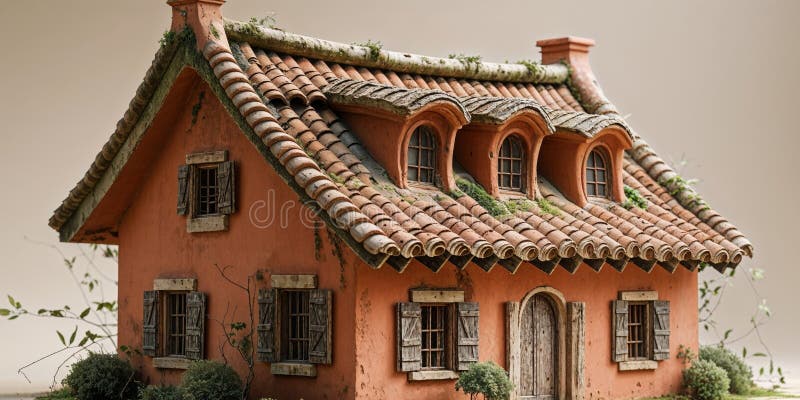 Clay Model of a Traditional House with Roof and Windows Stock Photo ...