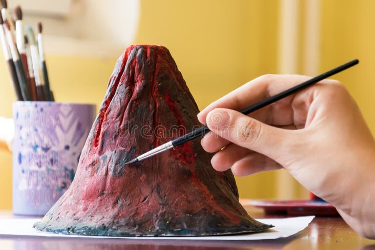 Clay Model of Volcano, School Projects Stock Image - Image of science ...