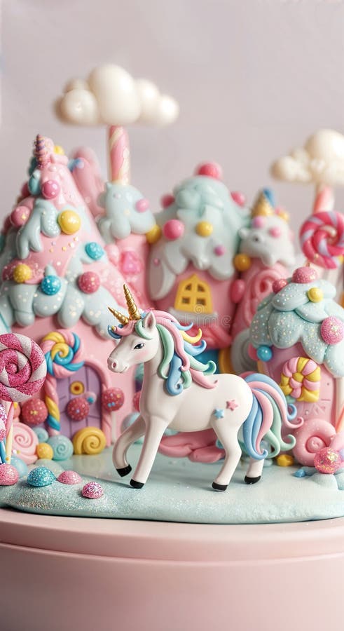 Clay Modeling 3d Unicorn and Candy World Beautiful and Adorable Stock ...