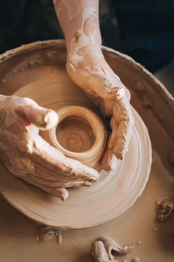 Clay Modeling Hands on a Potter`s Wheel Stock Photo - Image of artisan ...