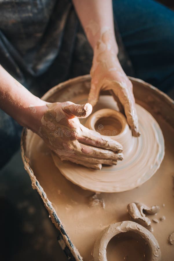 Clay Modeling Hands on a Potter`s Wheel Stock Image - Image of potter ...