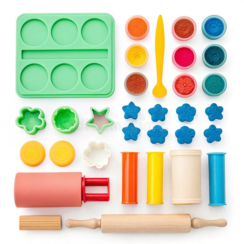 Clay Modeling Set for Kids on White Background Stock Illustration ...