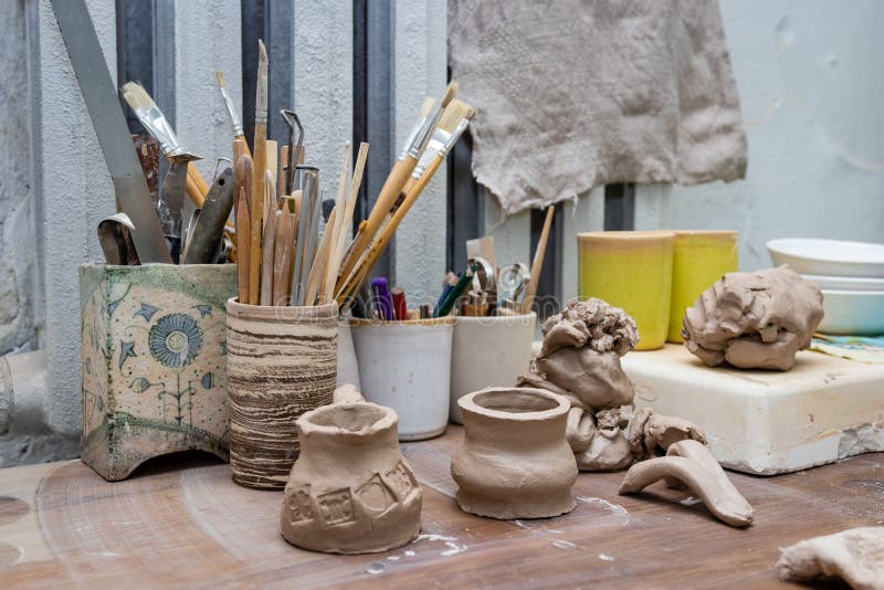 Clay Modeling Tools and Raw Products Stock Image - Image of ...