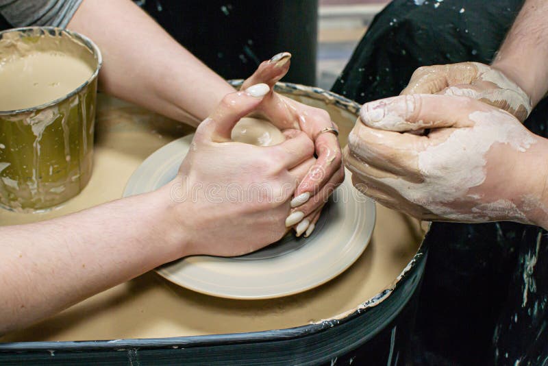 Clay Modeling Training on a Potters Wheel Stock Image - Image of ...