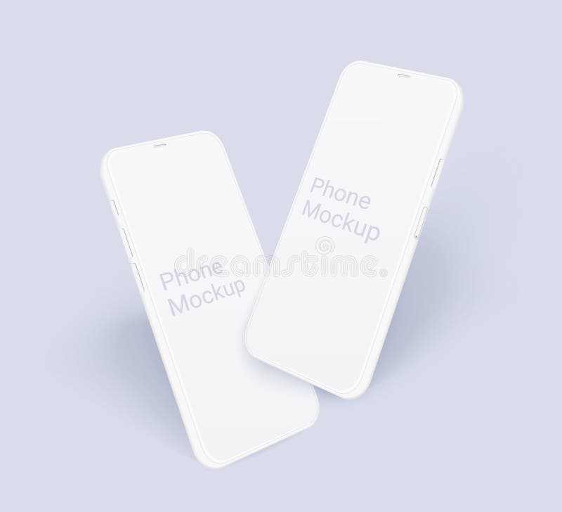 Clay Smartphone Mockup Set. Realistic 3d Mobile Device Flying, Two ... Clay Smartphone Mockup Set. Realistic 3d Mobile Device Flying, Two ...