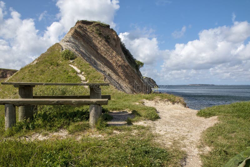 Clay Pit at the Ocean stock image. Image of bench, horizon - 258393749
