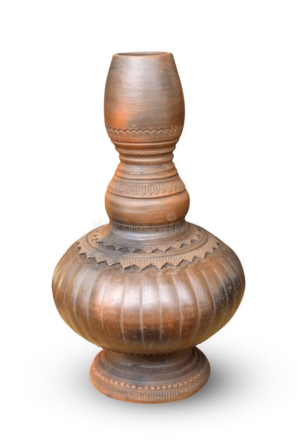 Clay Pitcher Isolated on White Stock Image - Image of traditional ...