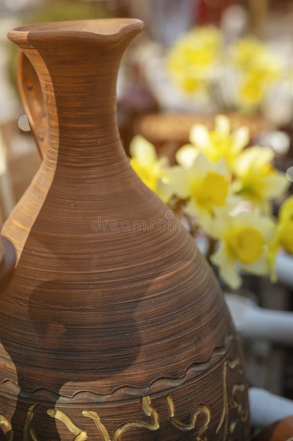 The Clay Pitcher in a Outdoor Restaurant Stock Image - Image of ...