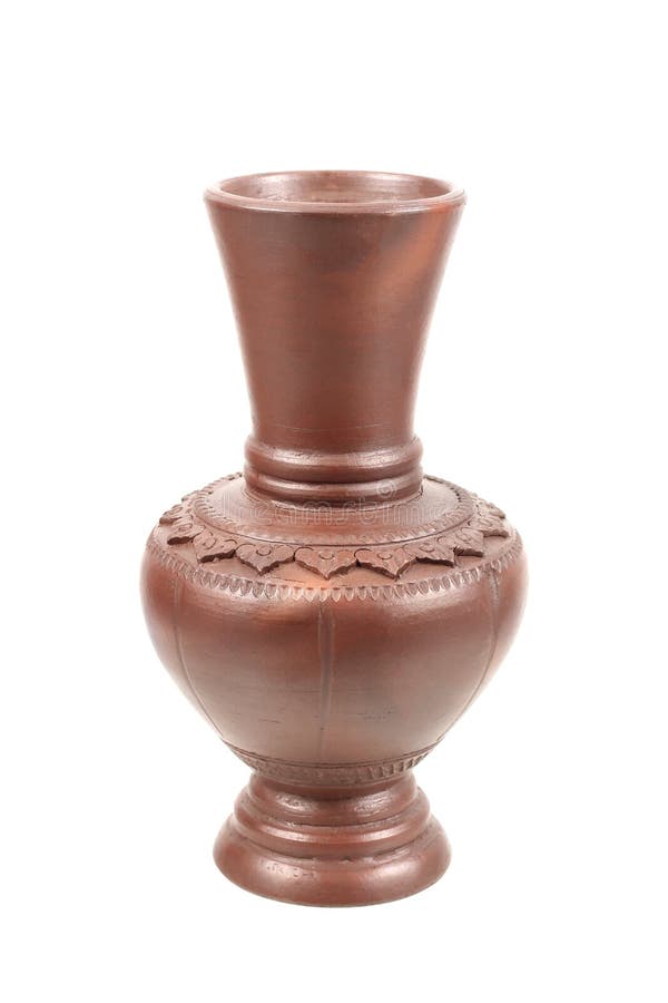 Clay Pitcher Pot Isolated on White Background Stock Image - Image of ...