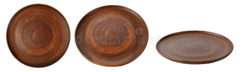 Clay Plate in Different Angles Isolated on a White Background Stock ...