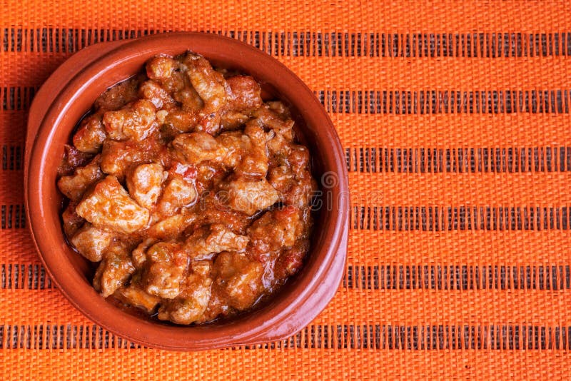 Clay Plate Full of Meat with Tomato Stock Image - Image of lunch ...