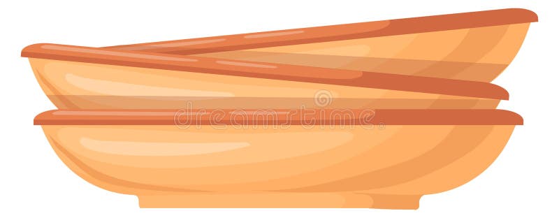 Clay Plates Stack. Cartoon Ceramic Rustic Dish Stock Vector ...