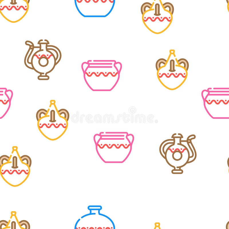 Clay Pot Ceramic Pottery Bowl Vector Seamless Pattern Stock Vector ...