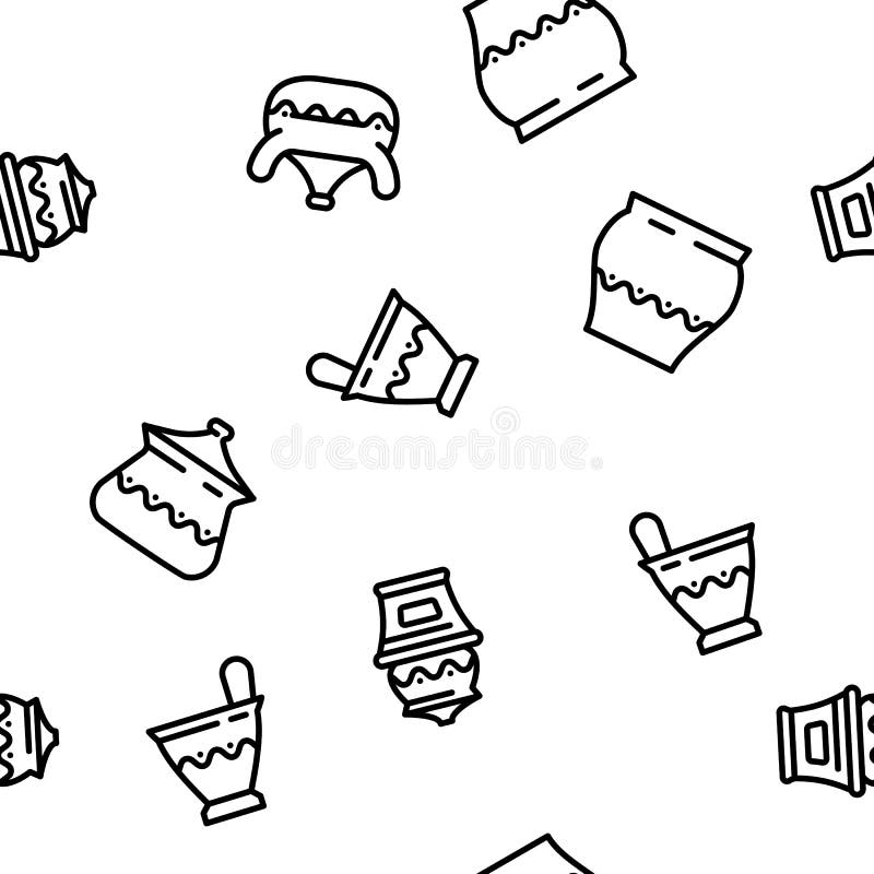 Clay Pot Ceramic Pottery Bowl Vector Seamless Pattern Stock Vector ...