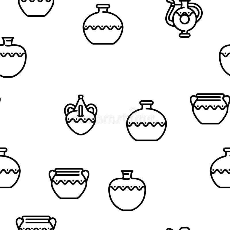 Clay Pot Ceramic Pottery Bowl Vector Seamless Pattern Stock Vector ...