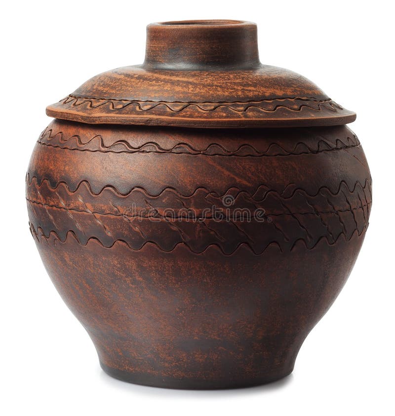 Clay Pot for Cooking Isolated on White Stock Image - Image of simple ...