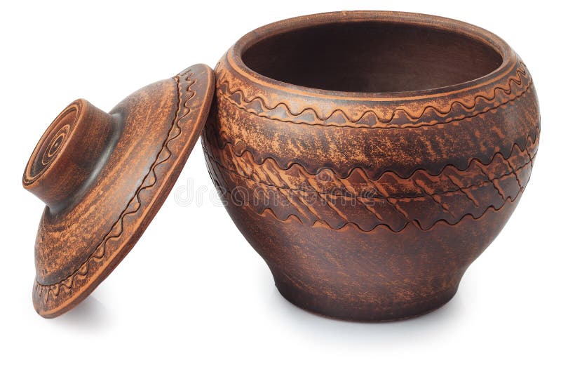Clay Pot for Cooking Isolated on White Stock Image - Image of brown ...