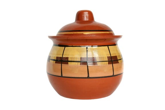 Clay Pot with Cover Isolated Stock Photo - Image of earthen, pottery ...