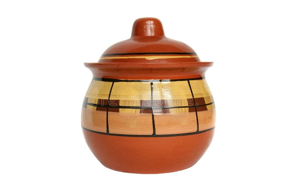 Clay Pot with Cover Isolated Stock Photo - Image of earthen, pottery ...