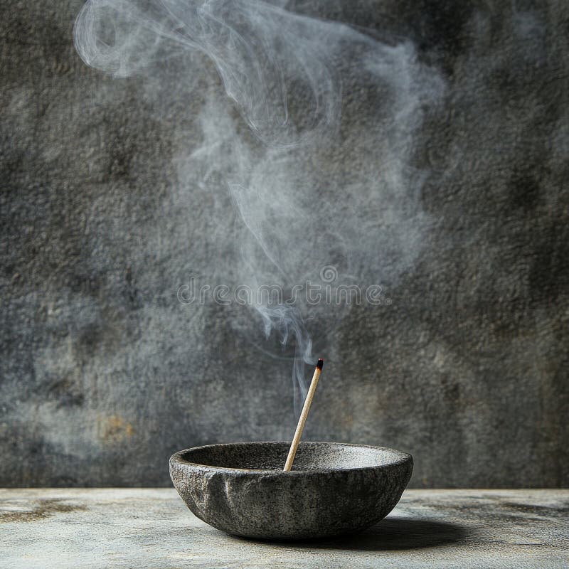 In a Clay Pot, Fragrant Incense Sticks are Arranged, Isolated Against a ...