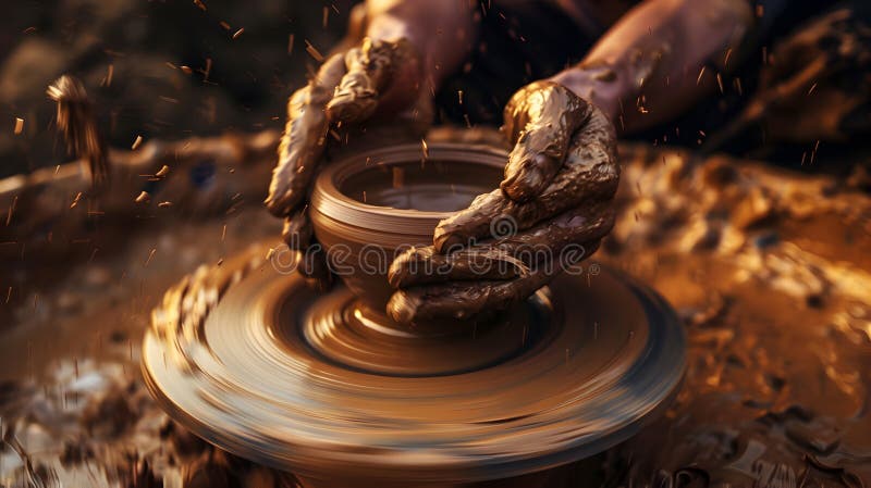 Clay Pot Modeling, Close-Up Hands Stock Image - Image of hobby ...