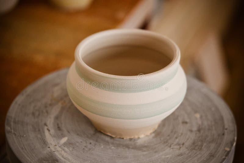 Clay Pot on a Potter`s Wheel Stock Photo - Image of hobby, ceramic ...
