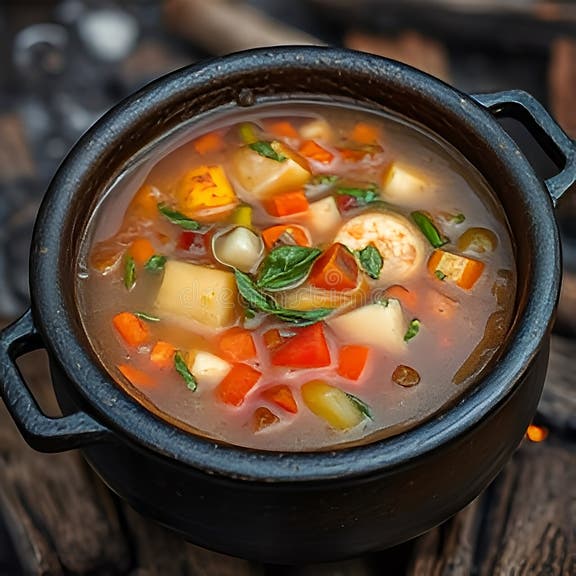Clay pot soup simmering stock photo. Image of delicacy - 400383560