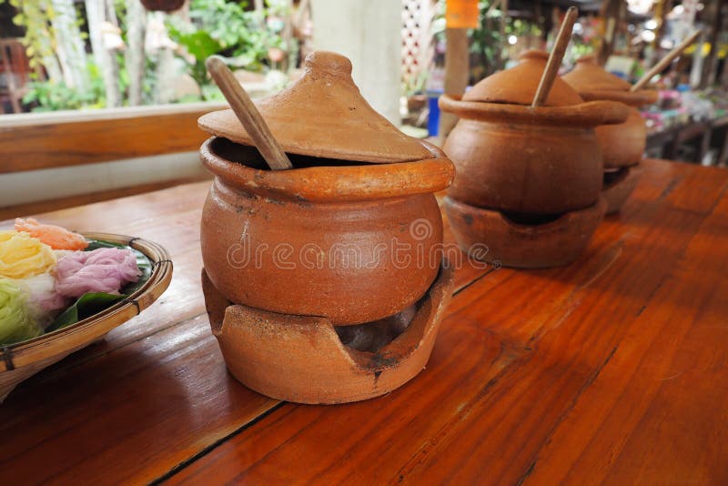 Clay pot stock image. Image of dinner, chicken, board - 58749793