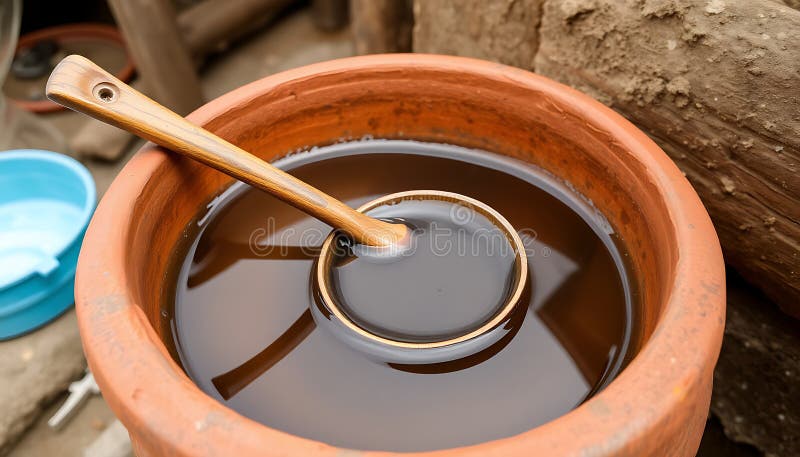 Clay Pot with a Wooden Ladle, Representing Traditional Cooking and ...