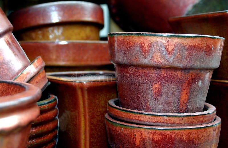 Clay pots stock image. Image of crockery, glazed, garden - 205625