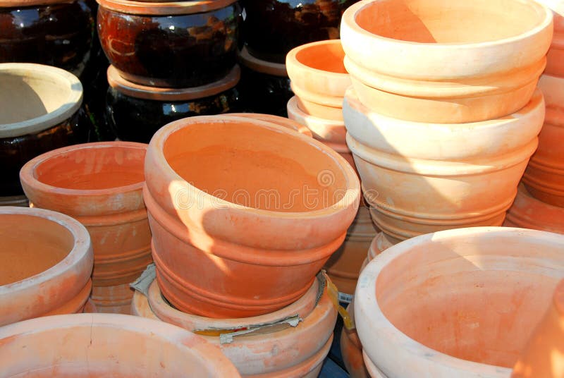 Clay pots stock image. Image of brown, stack, grow, pottery - 780333