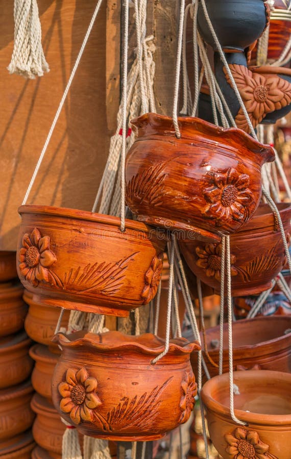 Clay pots with arts stock image. Image of painted, asian - 52434019