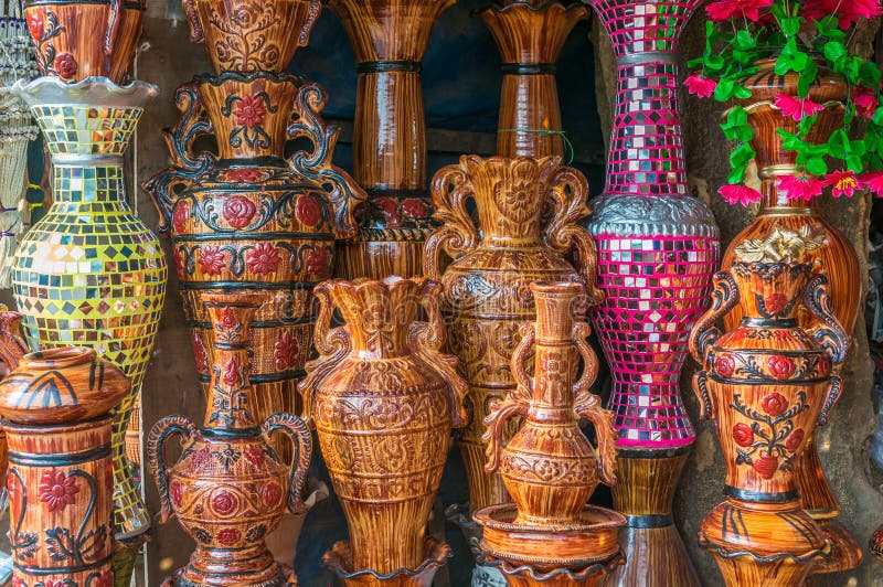 Clay pots with arts stock photo. Image of indian, ceramic - 52434076