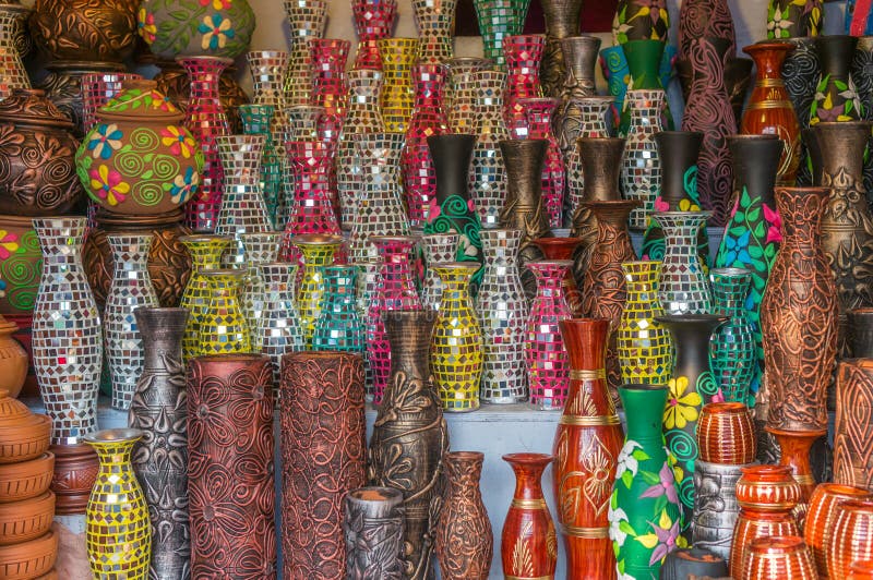 Beautiful Clay pots. editorial photo. Image of painted - 53840011