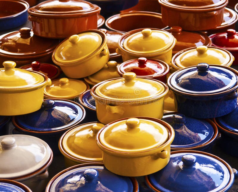 Clay pots stock image. Image of pottery, food, earthenware - 58663337