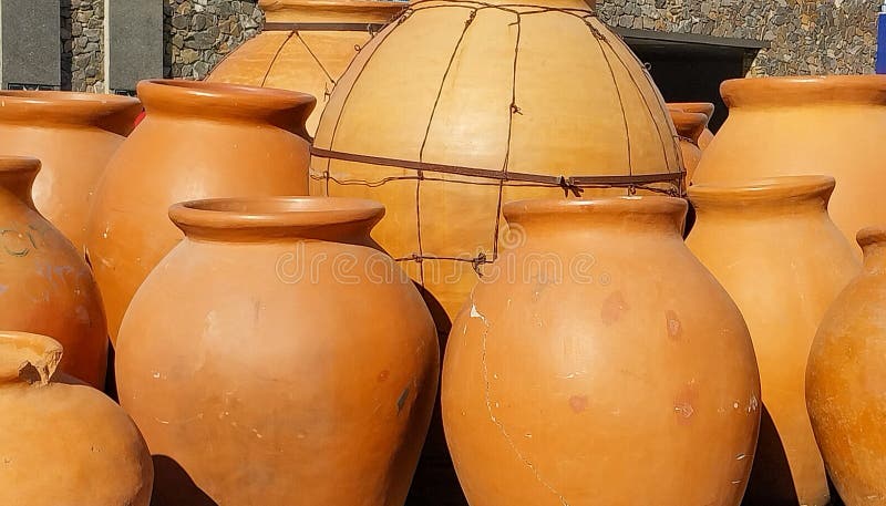 Clay Pots in Different Sizes Made by Hand Stock Image - Image of glass ...