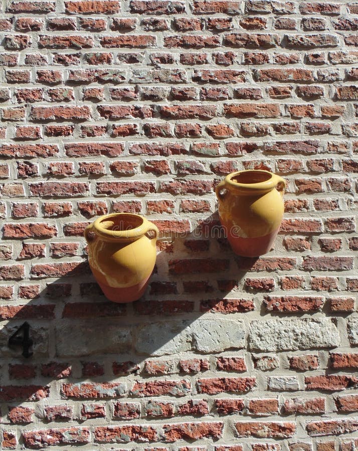 Clay pots stock image. Image of brick, flowerpot, hanging - 89764053