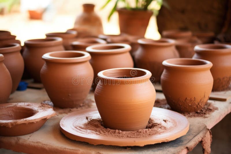 Clay Pots on a Pottery Wheel Stock Photo - Image of generated, ceramics ...