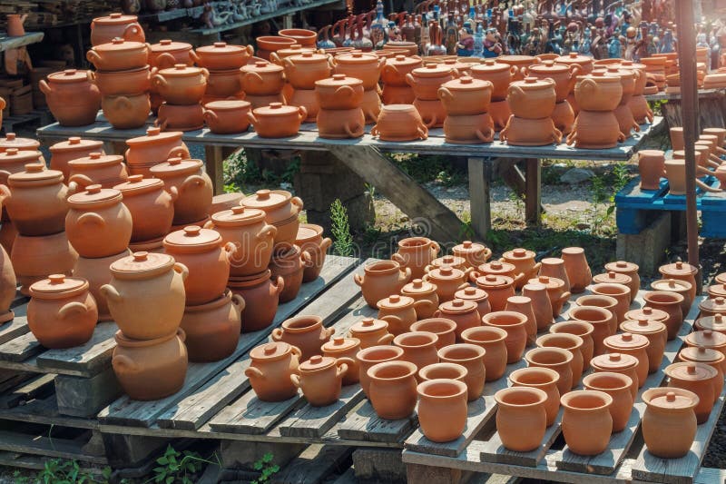 Clay pots stock image. Image of travel, exhibition, kitchen - 125155167