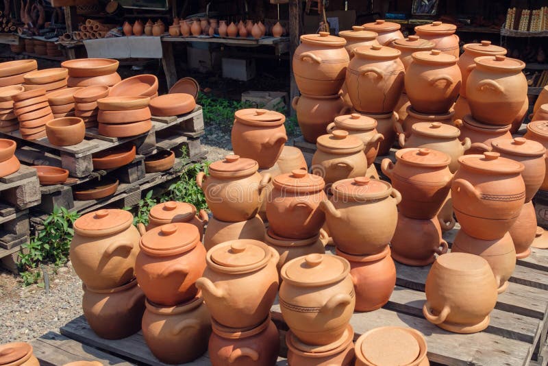 Clay pots stock photo. Image of traditional, bowl, brown - 125138776