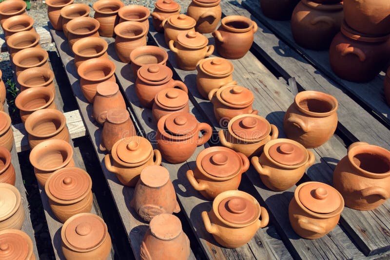 Clay pots stock image. Image of craft, vase, handcraft - 127260765