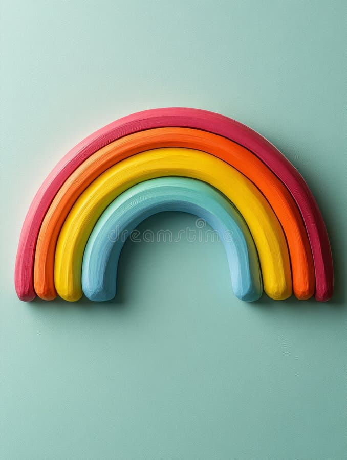 Clay Rainbow Sculpture on Pastel Background, Vibrant and Creative ...