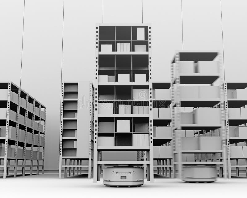 Clay Rendering of Autonomous Mobile Robots Delivering Shelves in ...