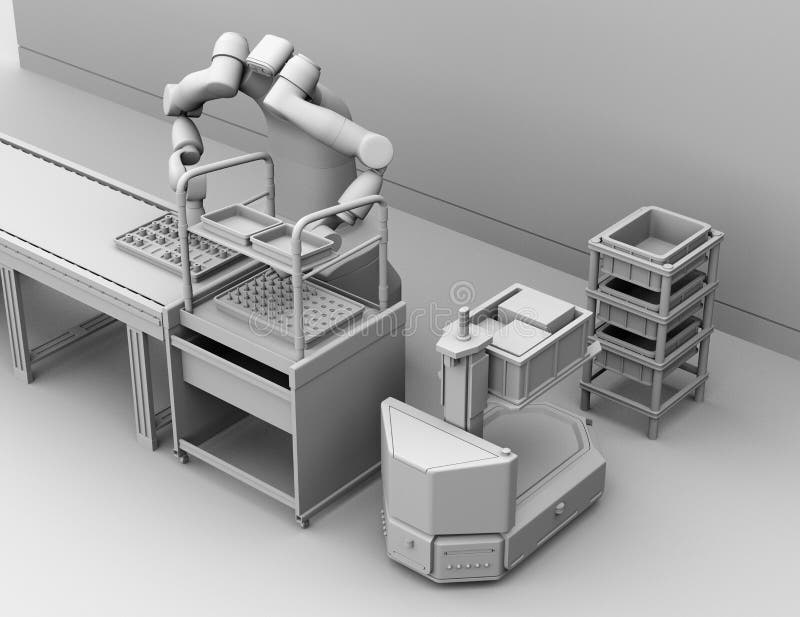Clay Rendering of Dual-arm Robot Assembly Motor Coils in Cell ...