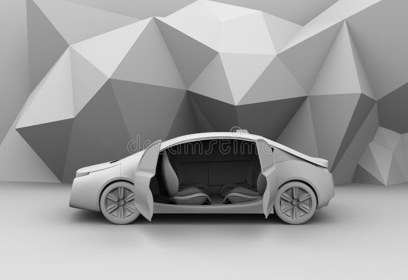 Clay Rendering of Self-driving Car Model Stock Illustration ...