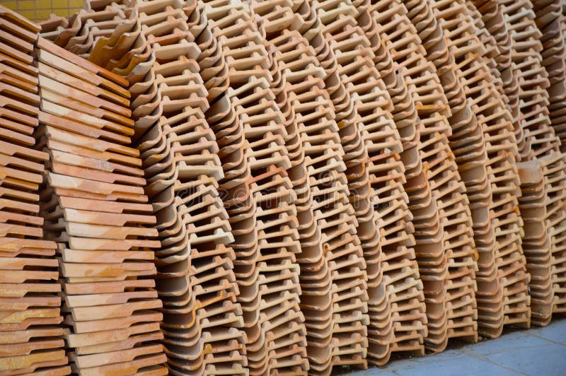 Clay roof tiles storage stock image. Image of pattern - 93144267