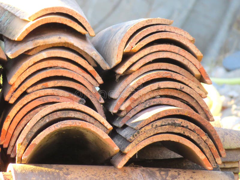 Clay roof tiles stock image. Image of waterproofing - 264172581