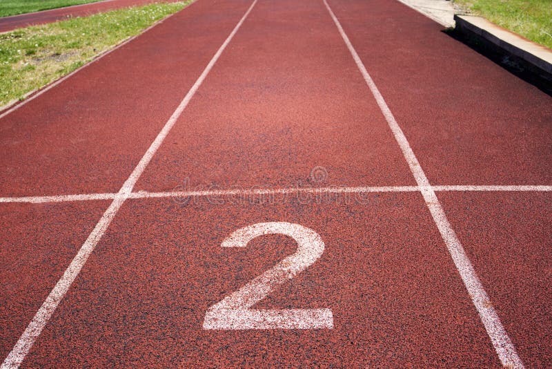 Clay Running Lane with Number 2 Written on it Stock Photo - Image of ...