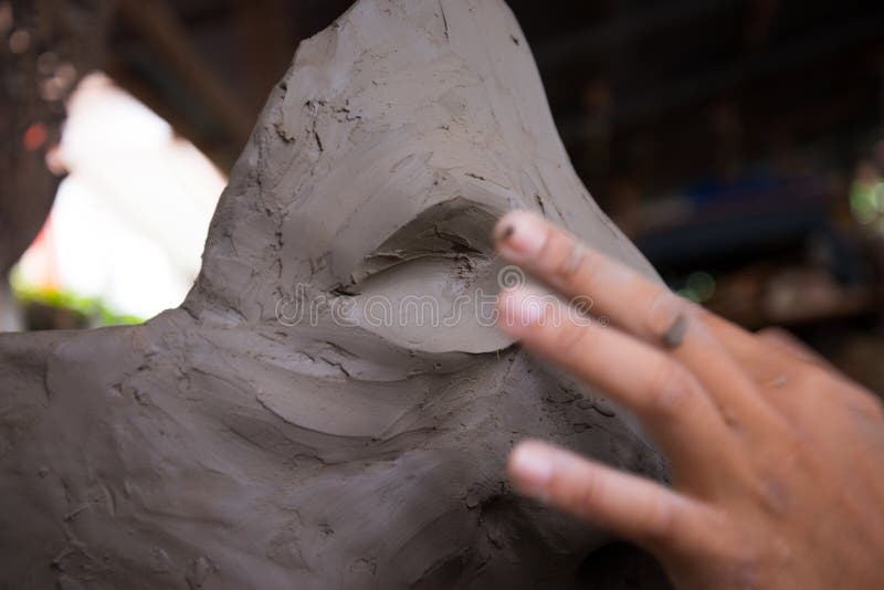 Clay sculpting head stock photo. Image of making, head - 39152944
