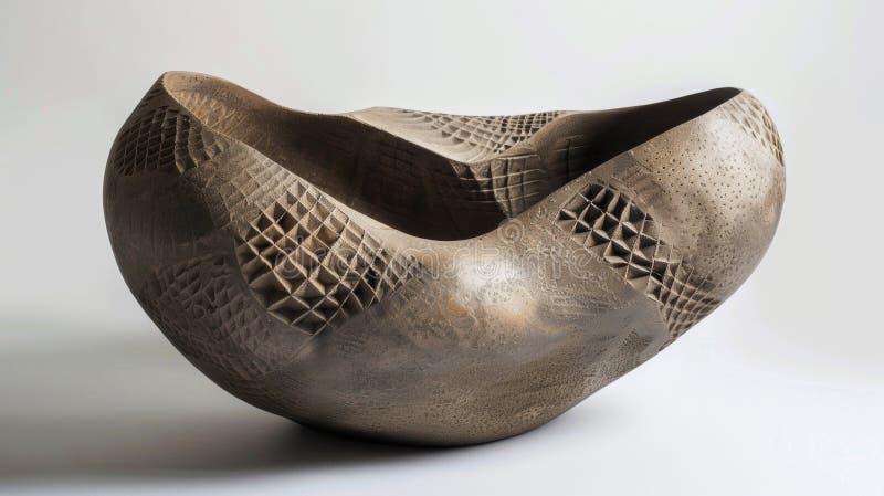 A Clay Sculpture with Abstract Geometric Textures Intricately Etched ...